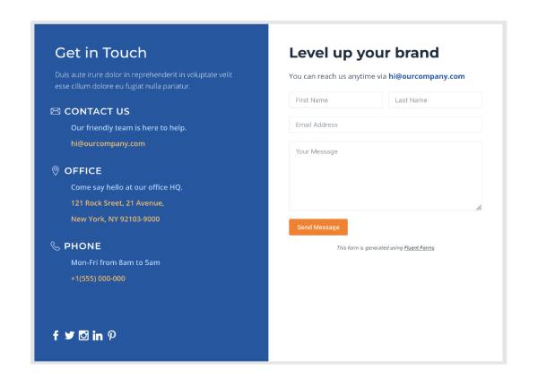Contact - 2 Column Layout - Gutenberg Starter Templates